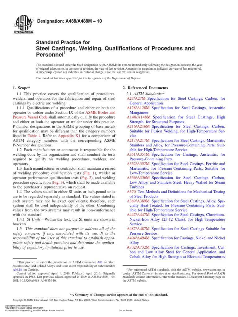 Astm A488-A488m 2010 | PDF | Construction | Welding