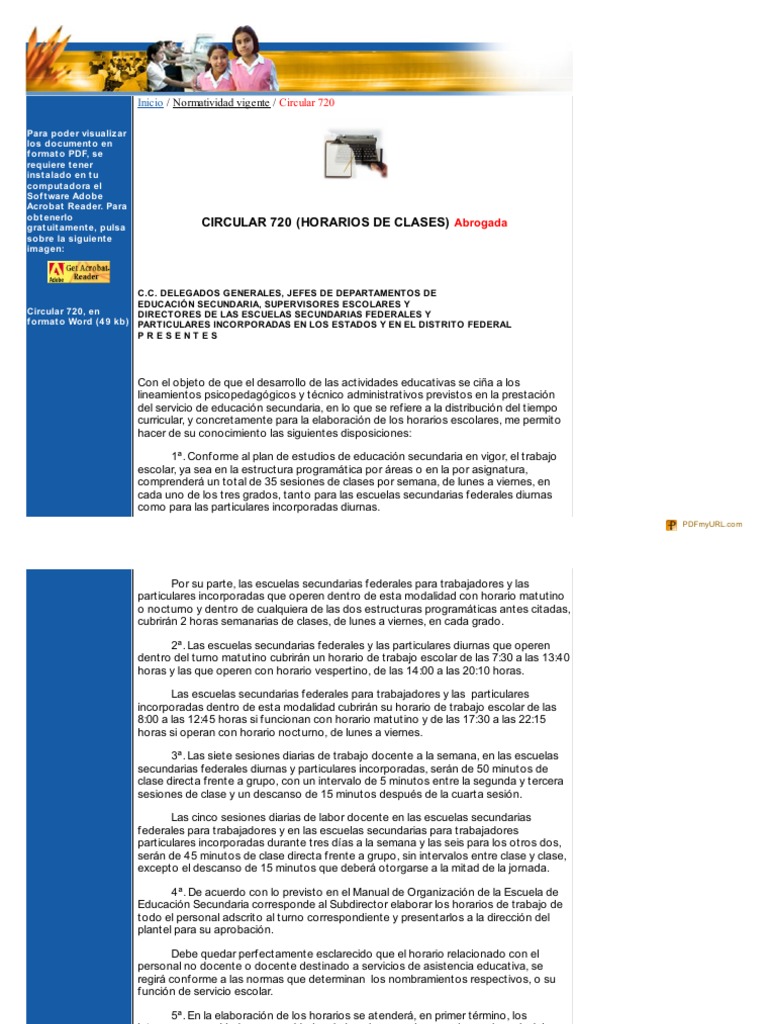 Lineamientos Acuerdo 720 para Horarios | PDF | Aprendizaje | Plan de ...
