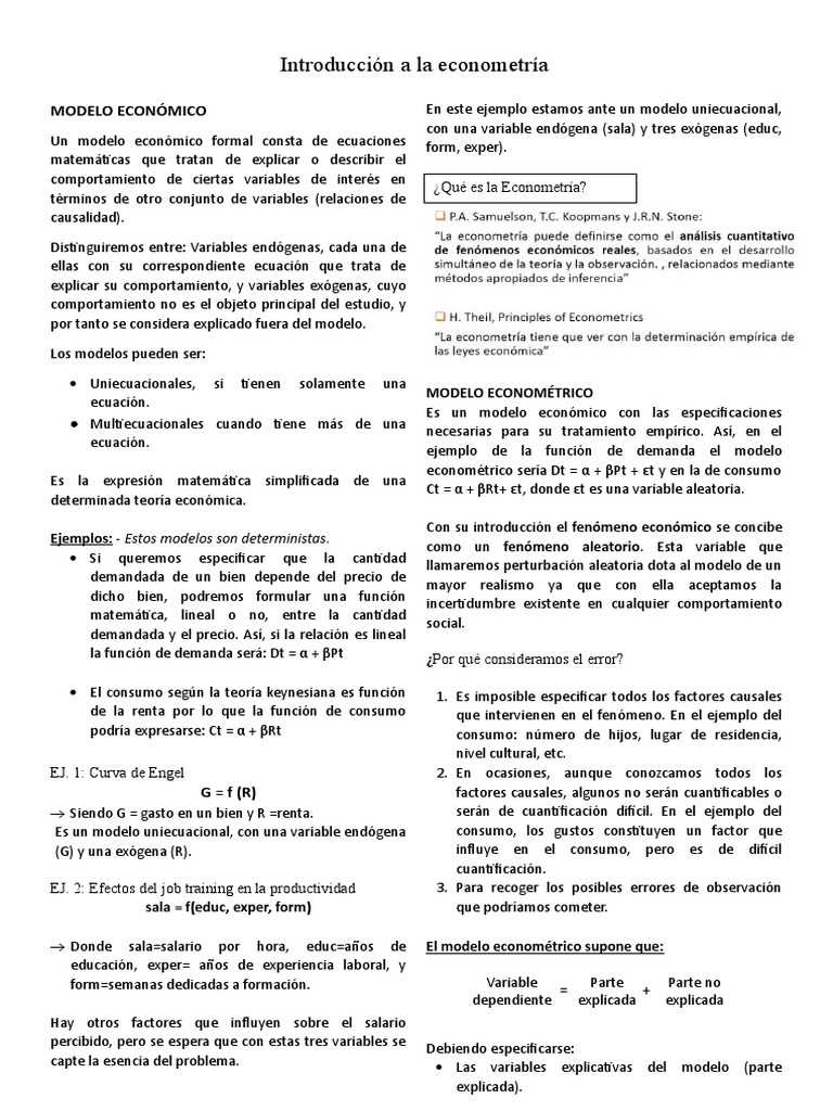 1 MODELO DE REGRESIÓN LINEAL | PDF | Econometría | Ciencias económicas