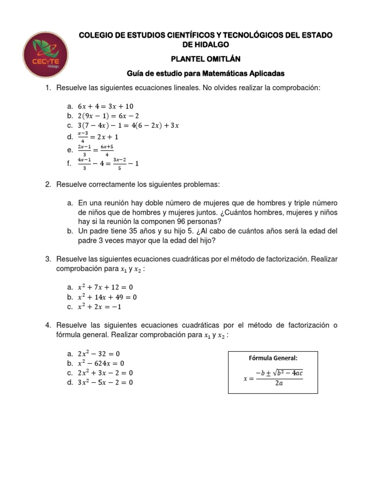 Matemáticas Aplicadas 3er Parcial - Guía | PDF