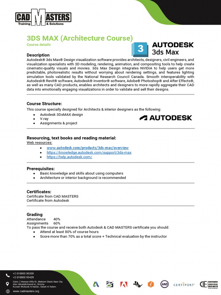 CAD Masters 3ds MAX Architecture | PDF | Autodesk 3ds Max | Autodesk