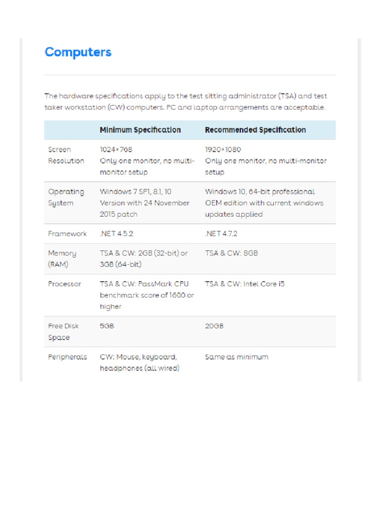Computers Specifications | PDF