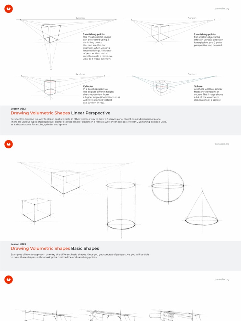 U2 - 01 - Linear Perspective and Drawing Volumetric Shapes | PDF