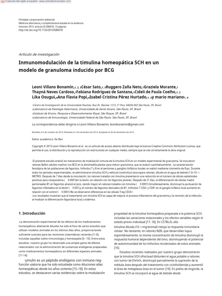 ARTICULO DE BASES CIENTIFICAS INMUNOMODULACION - En.es | PDF ...