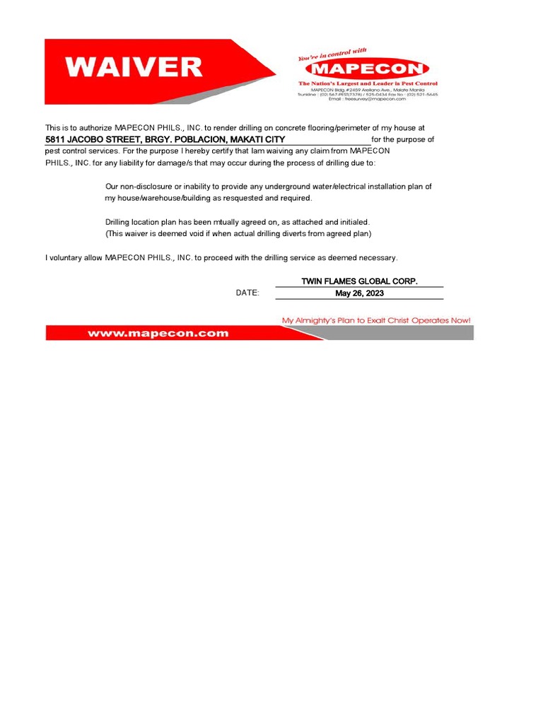 Mapecon Waiver | PDF