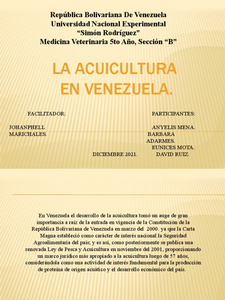 La Acuicultura en Venezuela. | PDF | Acuicultura | Venezuela