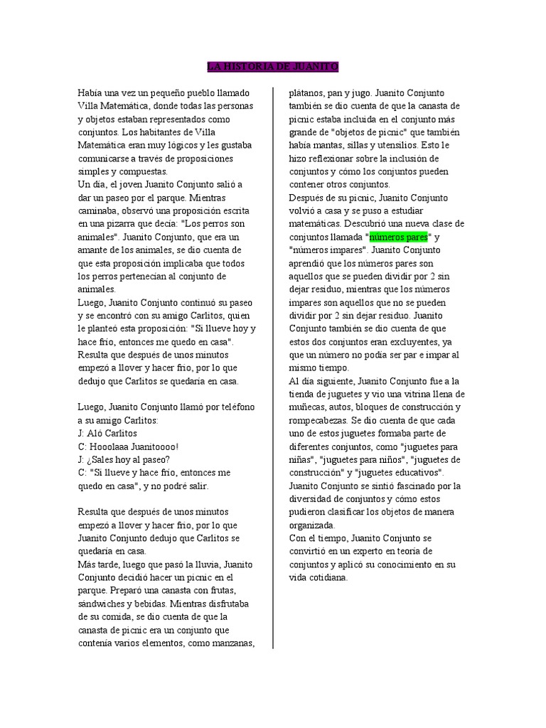La Historia de Juanito | PDF | Proposición | Lógica