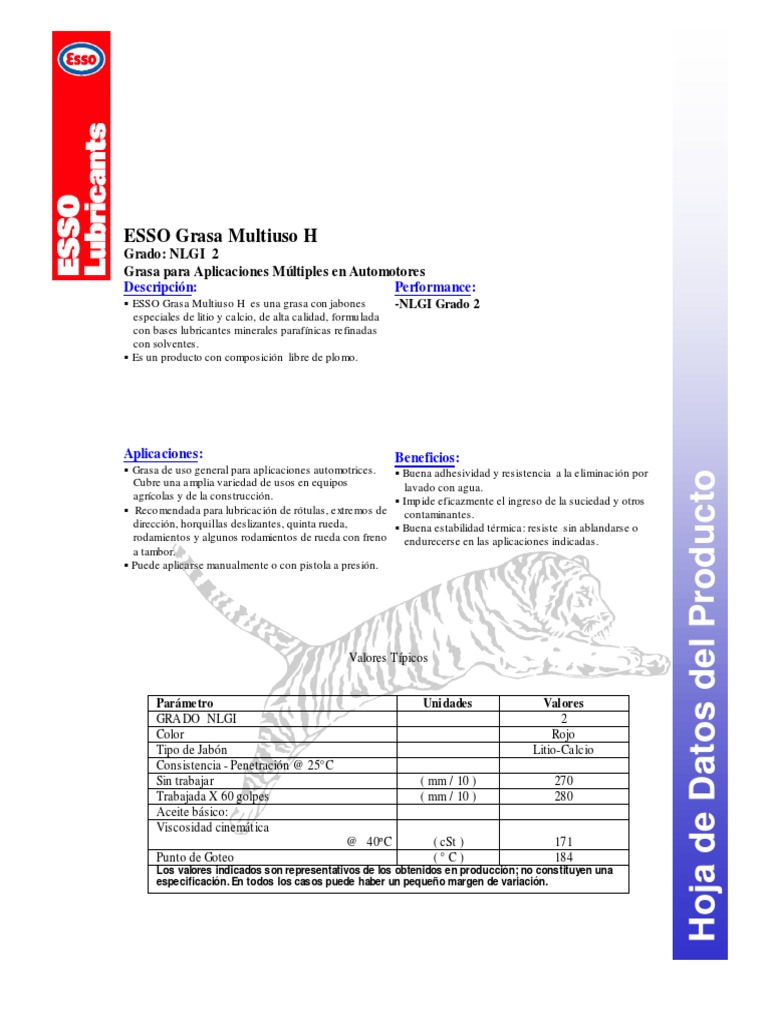 Grasa Multiuso Automotriz NLGI 2 | PDF