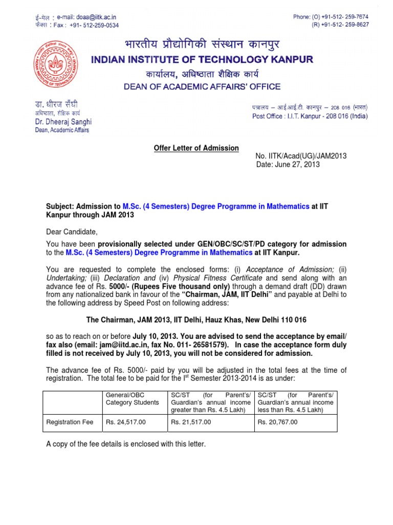 Admission Letter | PDF | Academic Degree