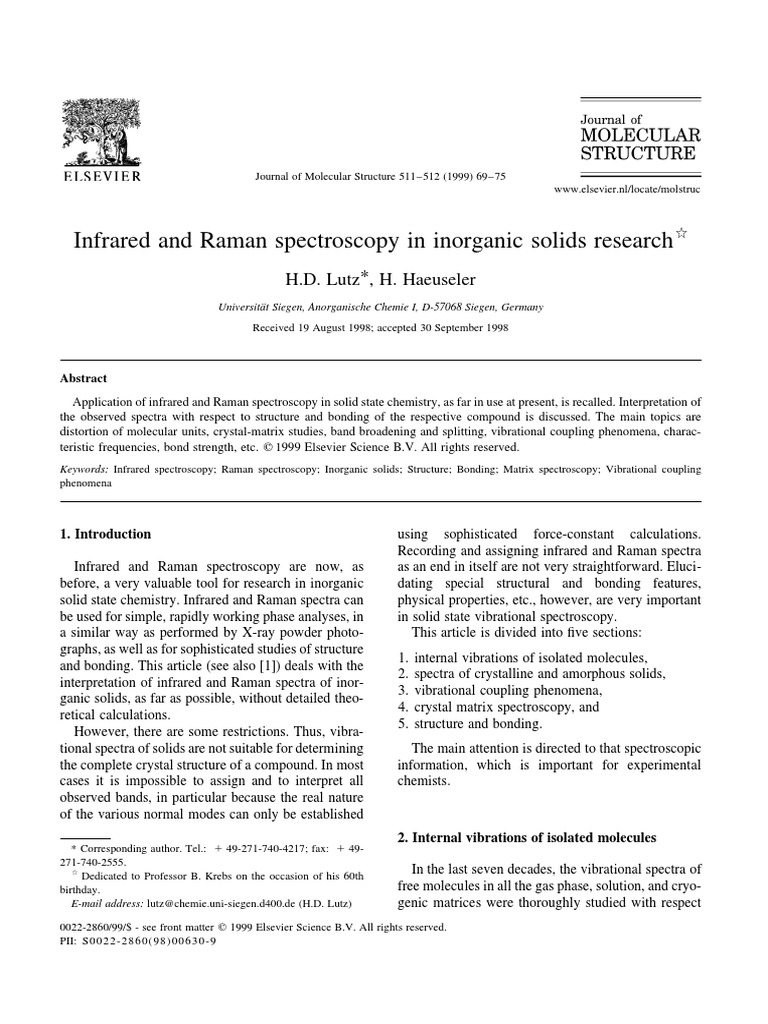 Infrared & Raman Spectroscopy in Inorganic Solids | PDF | Infrared ...