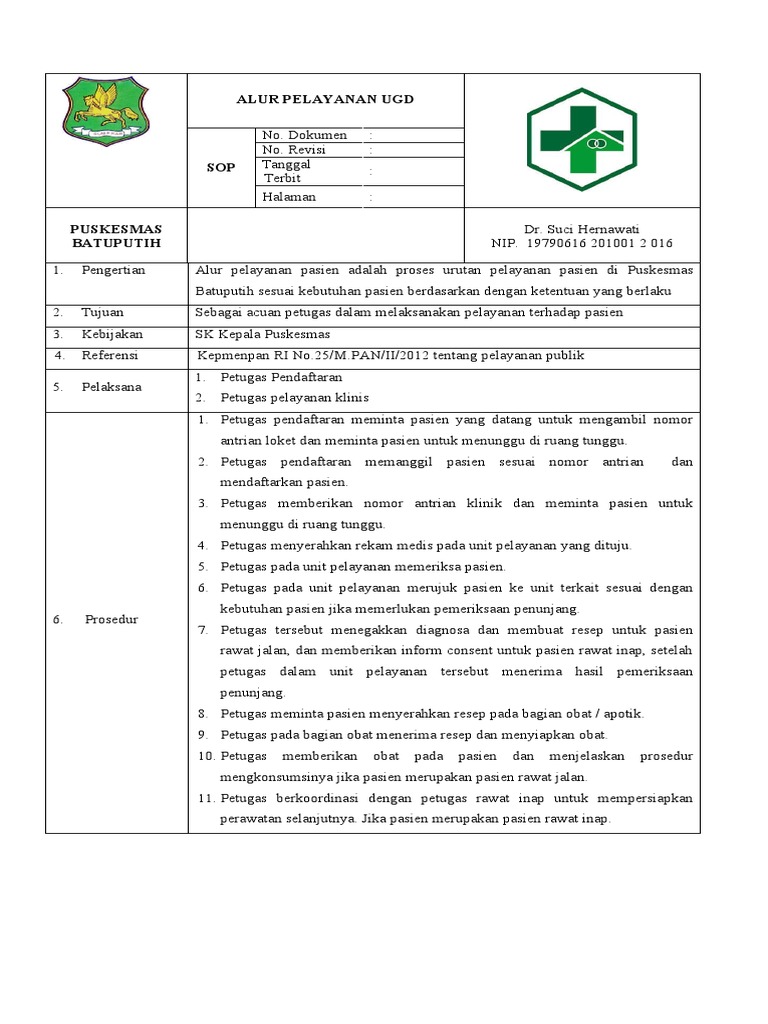 SOP Alur Pelayanan UGD | PDF