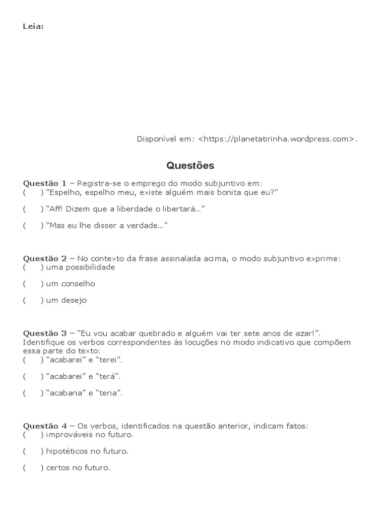 Ativ Com Verbos | Download grátis PDF | Plural | Linguística