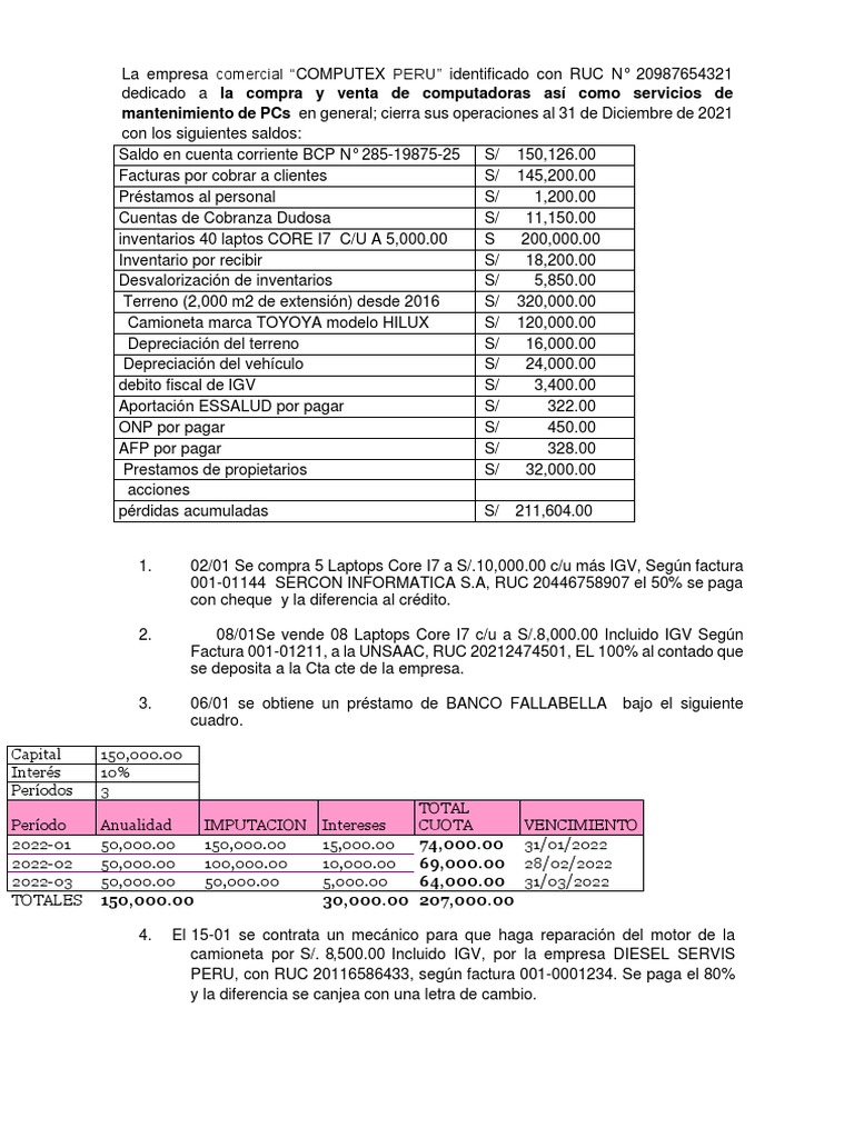 Caso Practico 01 Comercial | PDF | Finanzas personales | Industrias de servicio