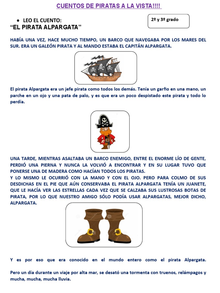 Cuentos De Piratas A La Vista 2º Y 3º Pdf Piratería Zapato