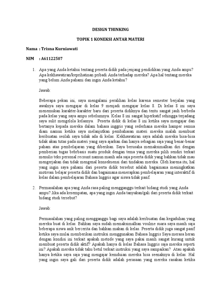 Aksi Nyata Topik 1 Design Thinking | PDF