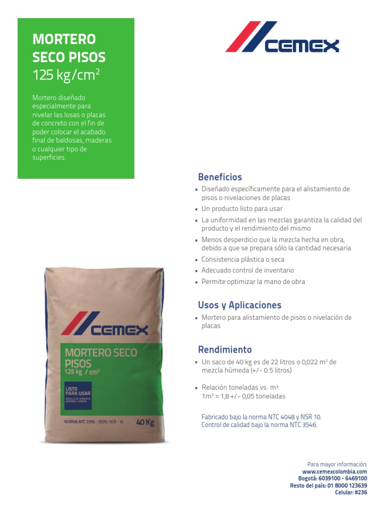 Mortero Seco Nivelacion Pisos | PDF | Hormigón | Agua