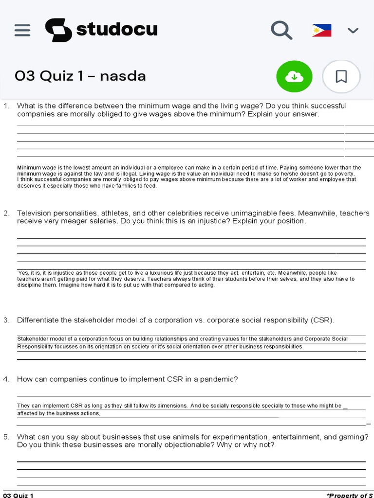 03 Quiz 1 - Nasda - Name Jerwin Dave Evangelista Section ABM 2A Date 4622 Score Point of View ...
