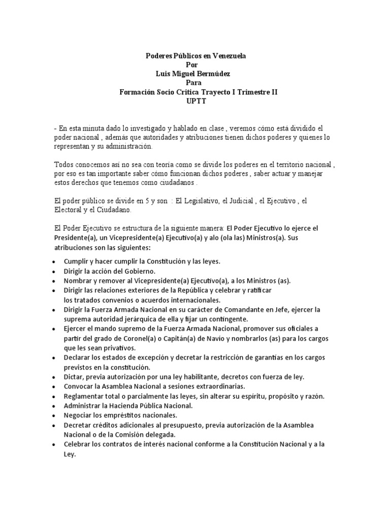 Poderes Públicos en Venezuela | Descargar gratis PDF | Ejecutivo ...