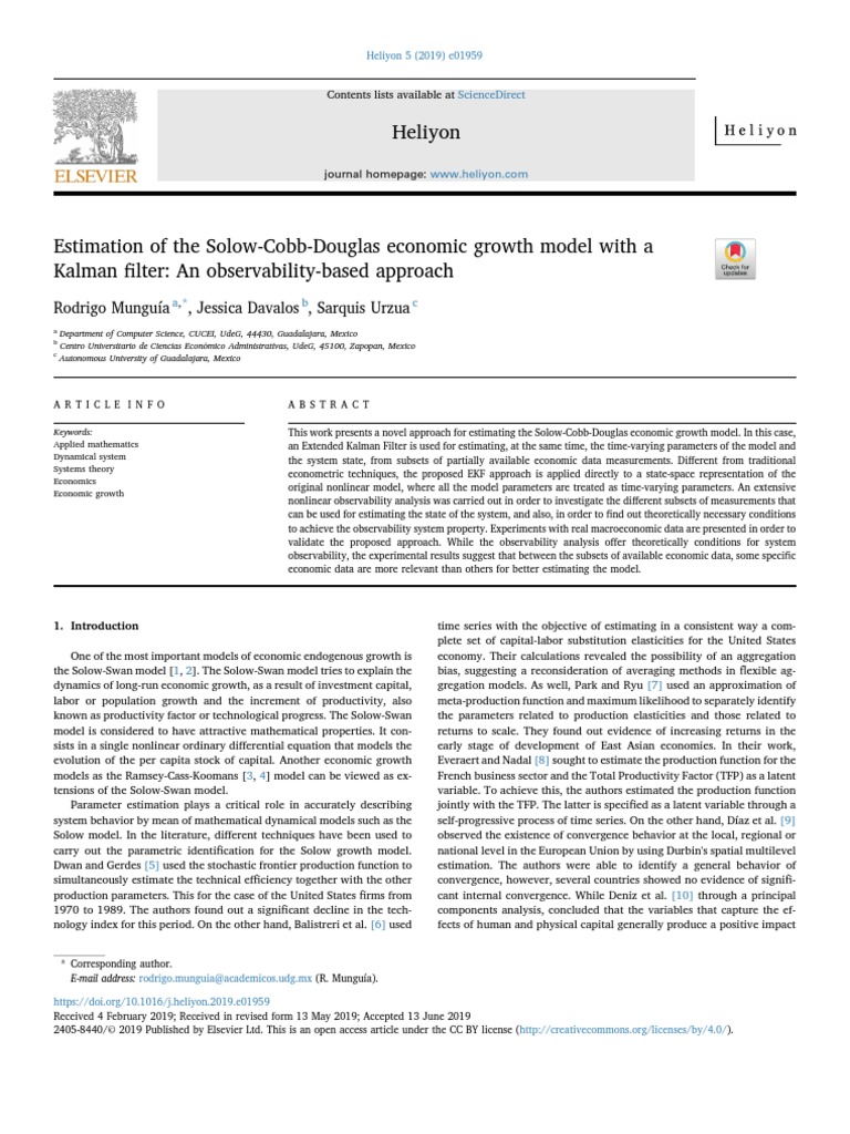 Estimation of The Solow-Cobb-Douglas Economic Growth Model With A | PDF ...