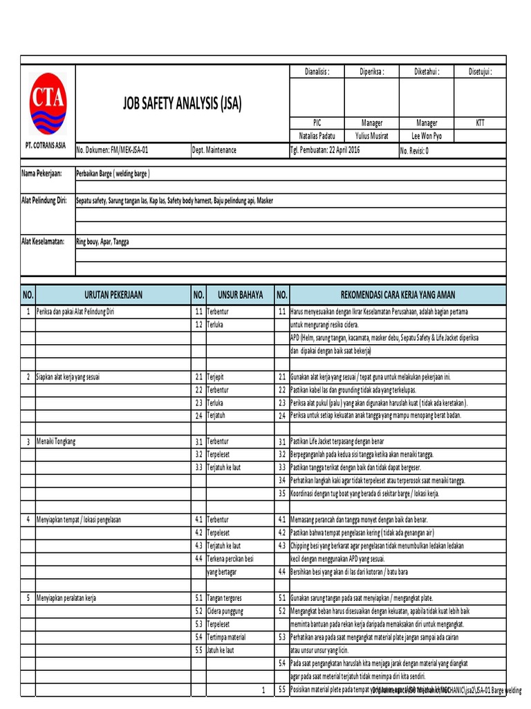 WP Jsa 01 Barge Welding | PDF