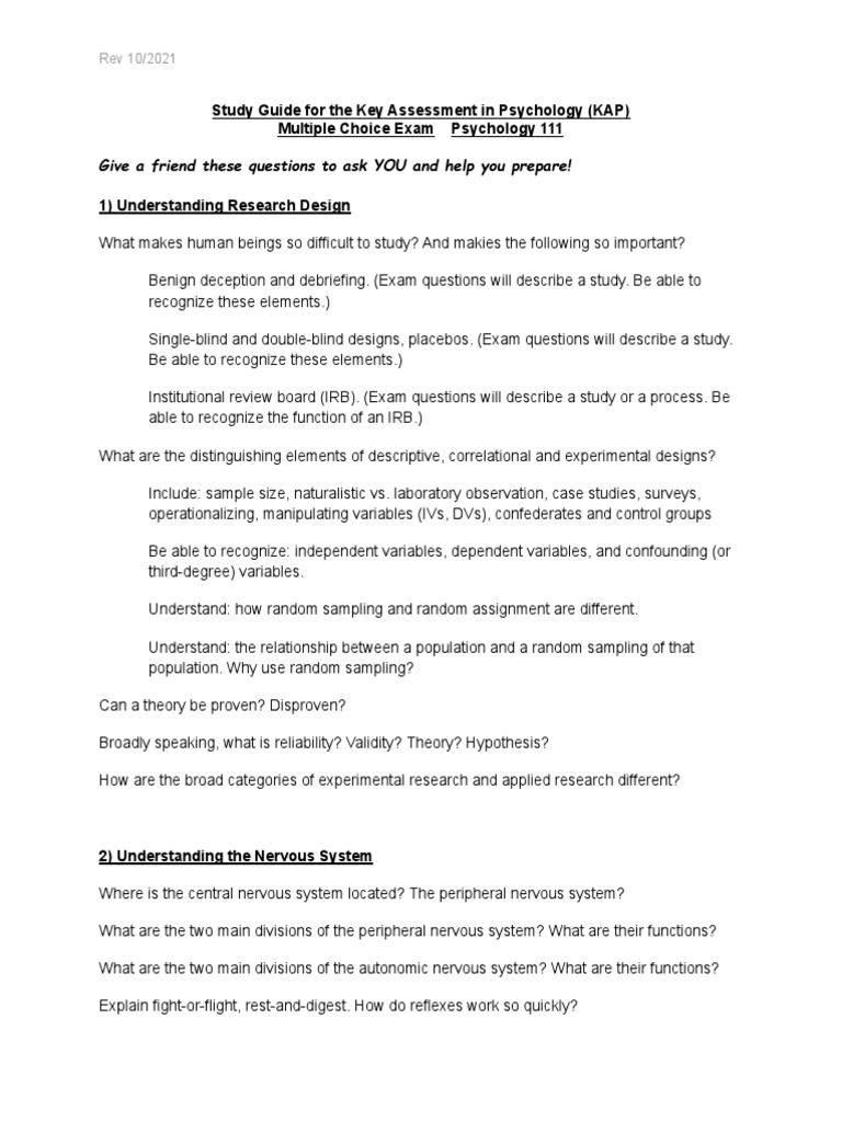 Study Guide KAP Exam (MC Questions) | PDF | Neuron | Neurotransmitter
