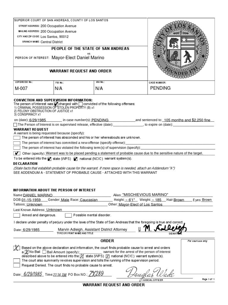 Daniel Marino Arrest Warrant | Download Free PDF | Arrest Warrant | Probable Cause
