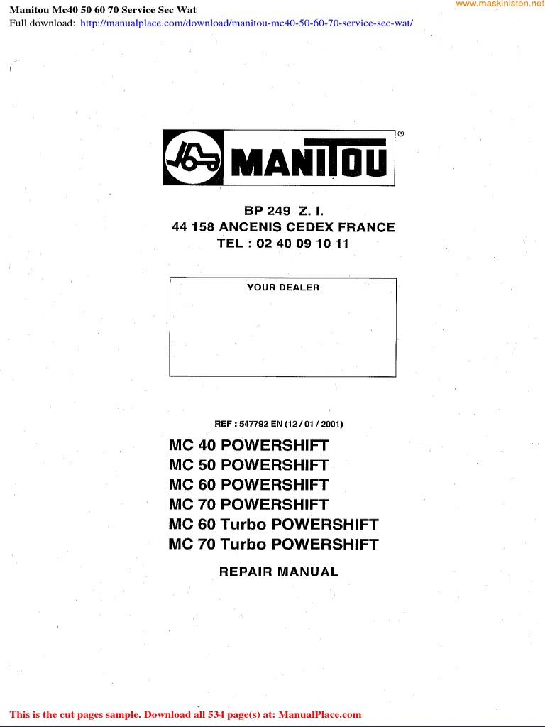 Manitou Mc40!50!60 70 Service Sec Wat | PDF
