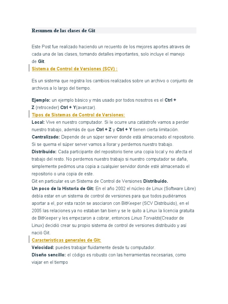Resumen de Las Clases de Git | PDF | Archivo de computadora | Control ...