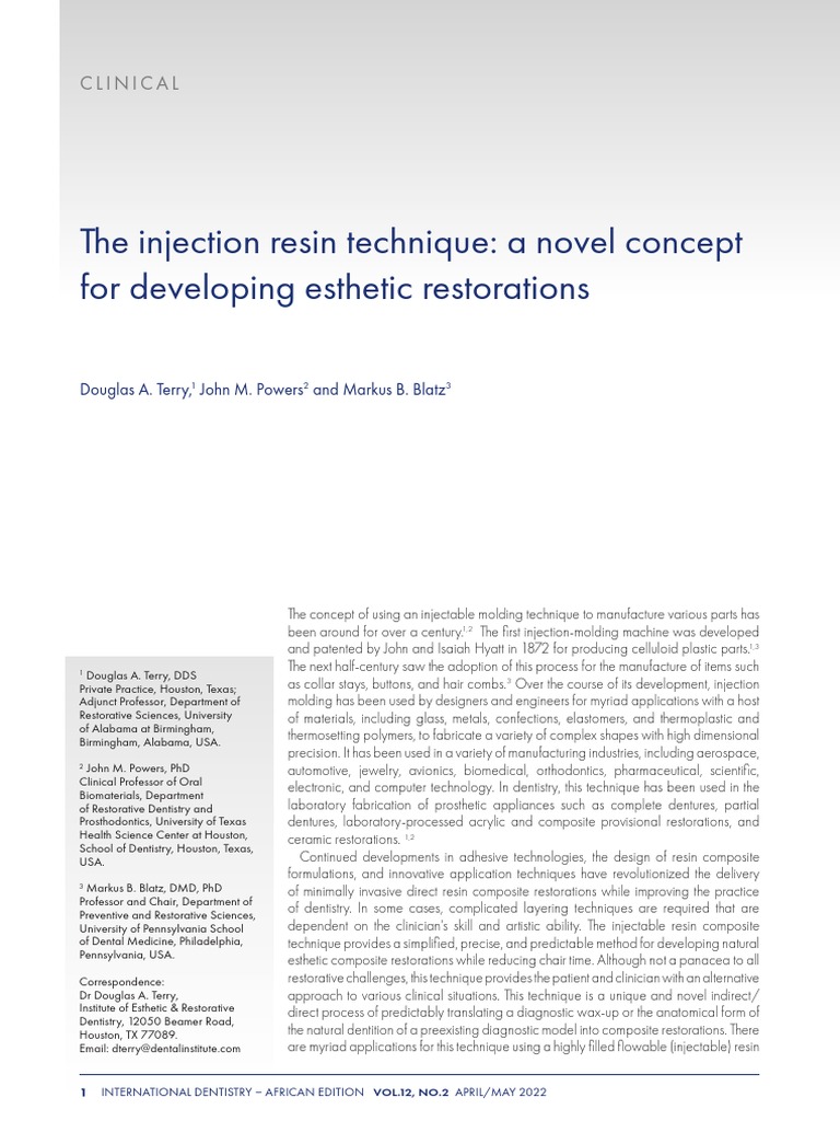 The Injection Resin Technique A Novel Concept | PDF | Dental Composite ...