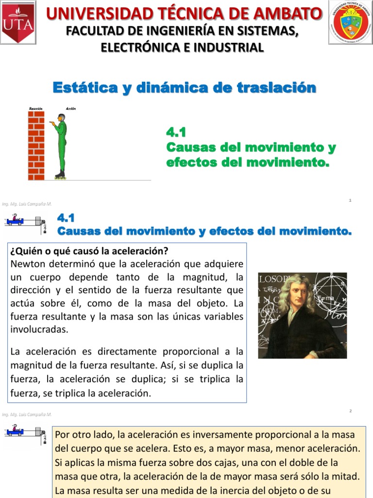 4.1 Causas Del Movimiento y Efectos Del Movimiento 1 | PDF | Fuerza | Las leyes del movimiento ...