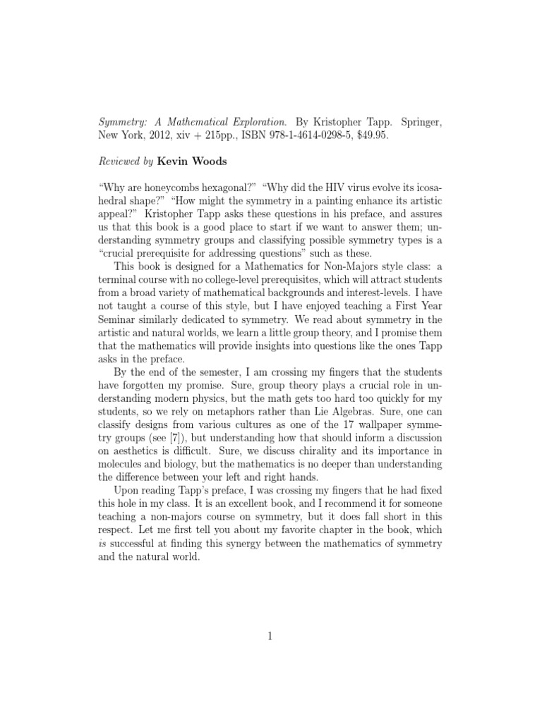 Symmetry Monthly Review | PDF | Group (Mathematics) | Mathematics Symmetry Monthly Review | PDF | Group (Mathematics) | Mathematics