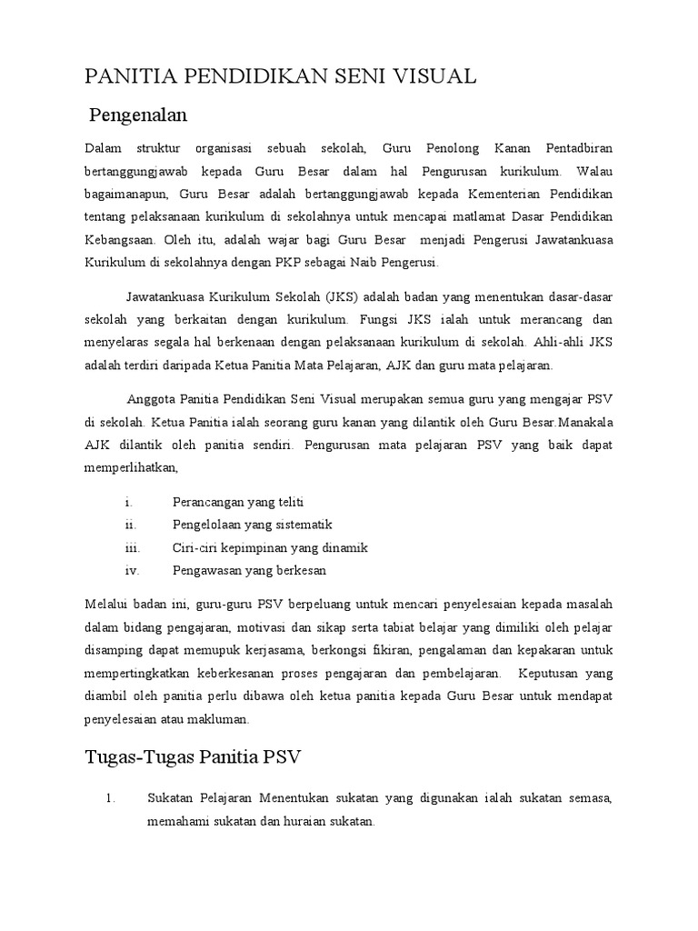 Pengurusan Panitia PSV | PDF