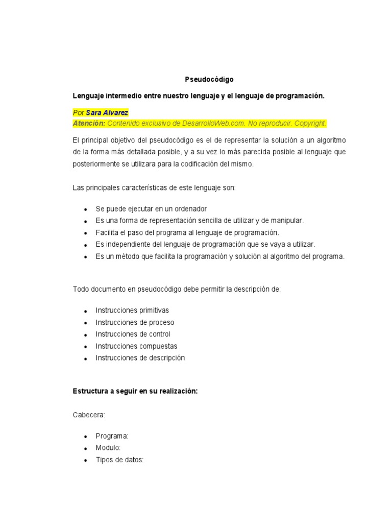 Introduccion Pseudocodigo | PDF | Lenguaje de programación | Programación de computadoras