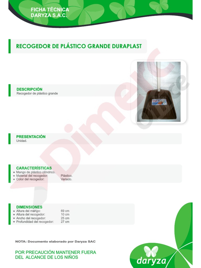 FT Recogedor de plástico grande Duraplast - PR01474 | PDF