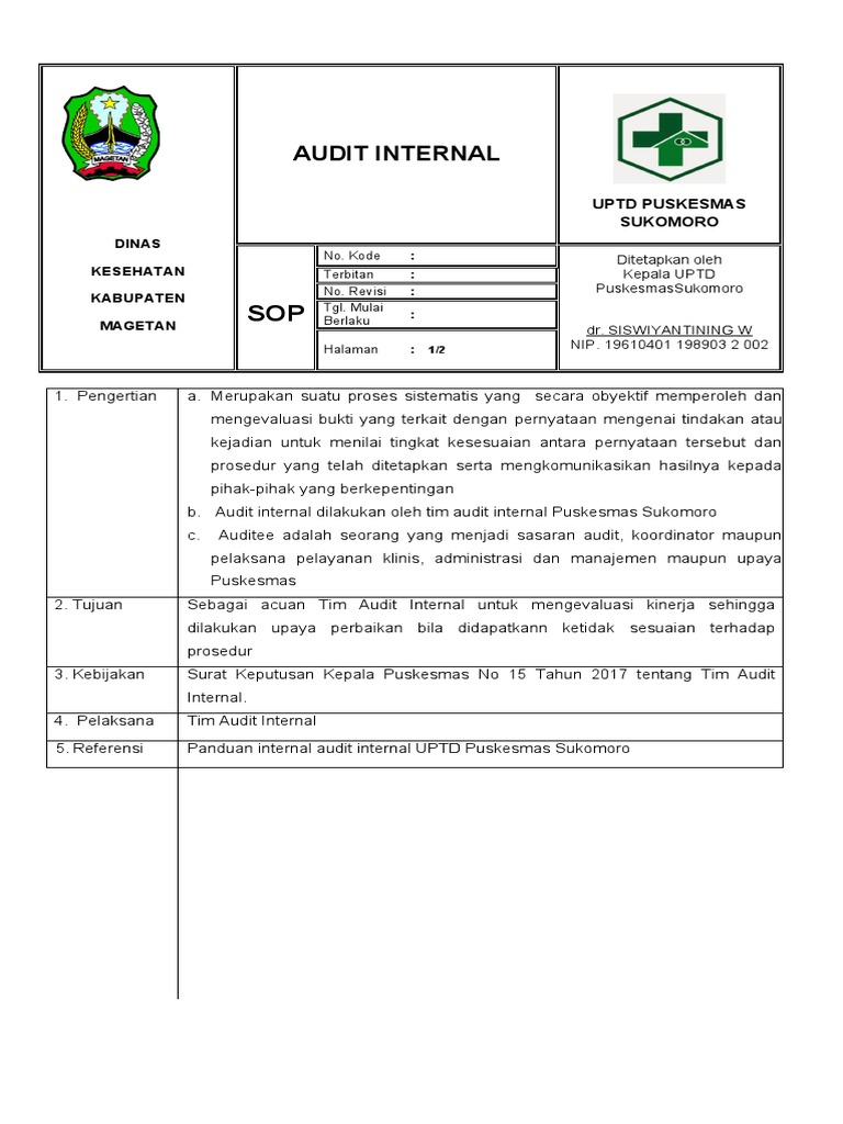 Sop Audit Internal | PDF