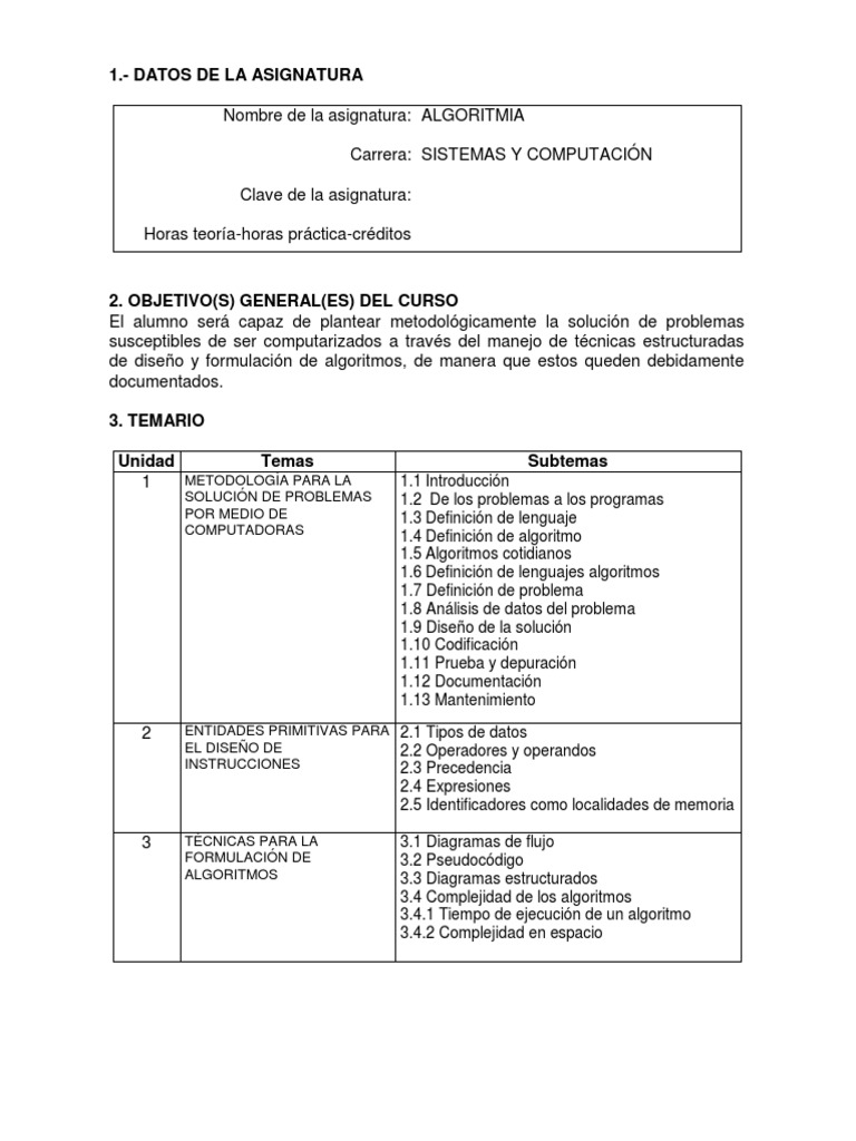 Temario Algoritmia | PDF | Algoritmos | Programación de computadoras