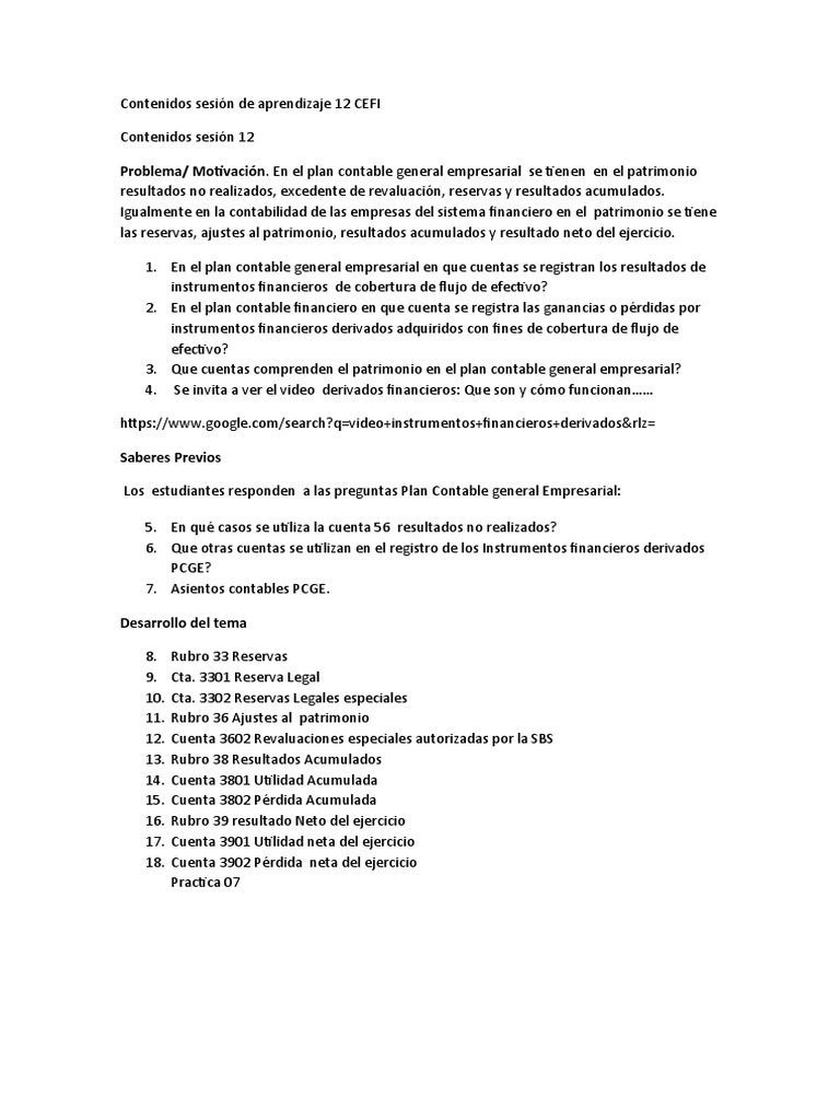Contenidos Sesion 12 CEFI | PDF