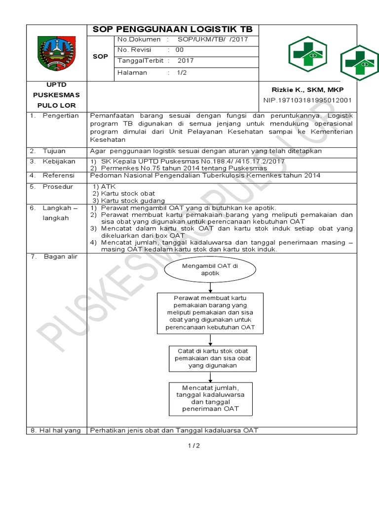 Sop Penggunaan Logistik TB | PDF