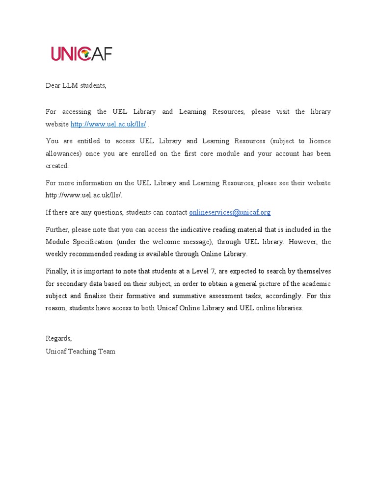 Access To UEL Library | PDF