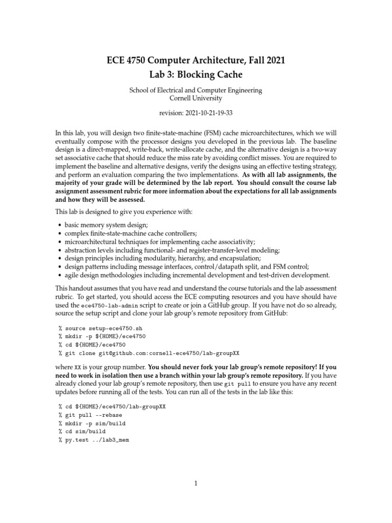 Ece4750 Lab3 Mem | PDF | Cpu Cache | Cache (Computing)