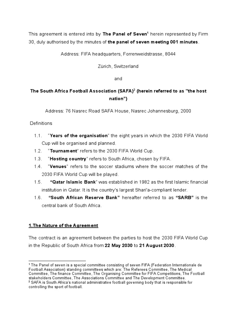 South Africa Hosts 2030 FIFA World Cup | PDF | Breach Of Contract ...