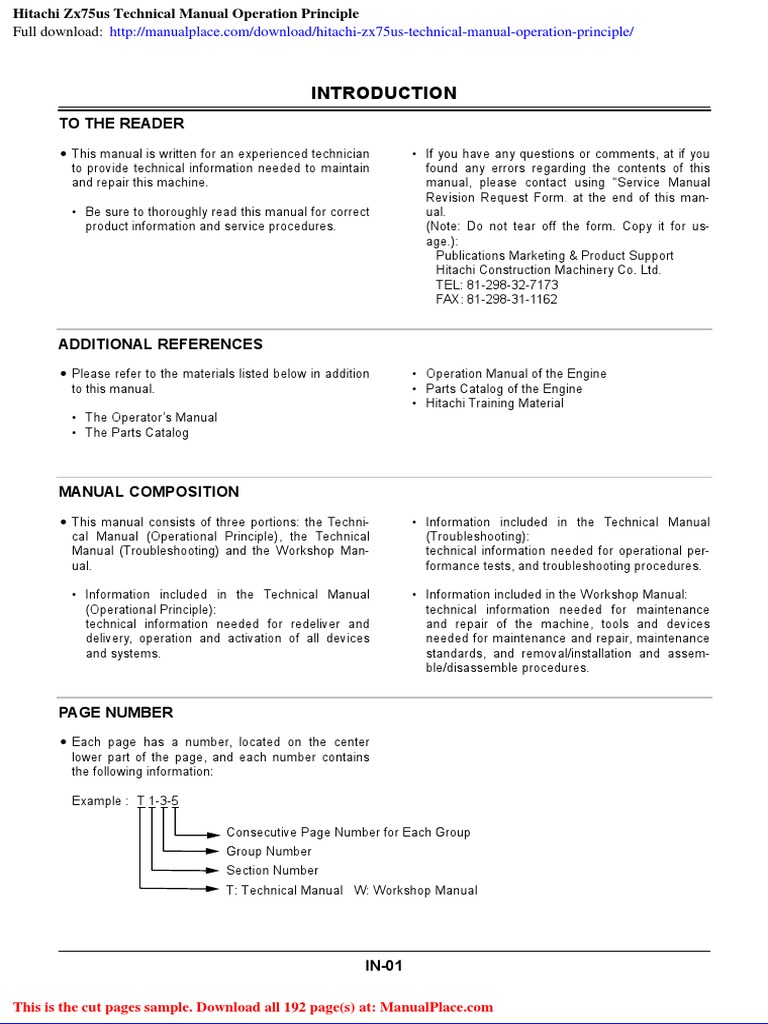 Hitachi ZX75US Technical Manual | PDF | International System Of Units ...