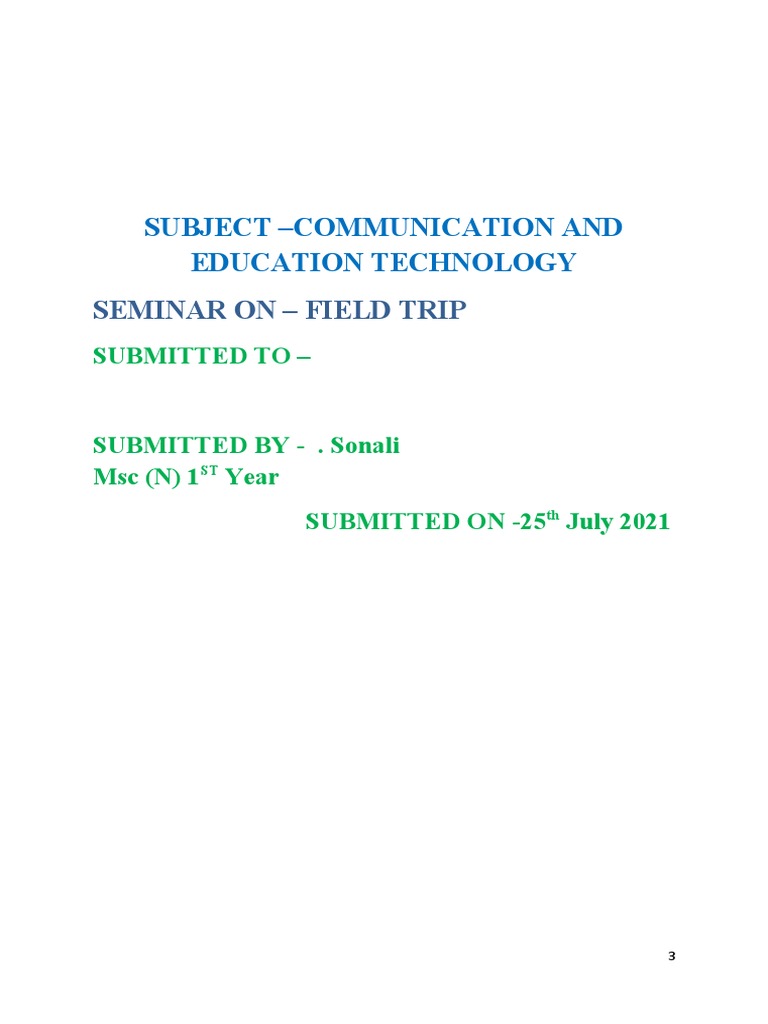 Field Trip | PDF | Learning | Experience