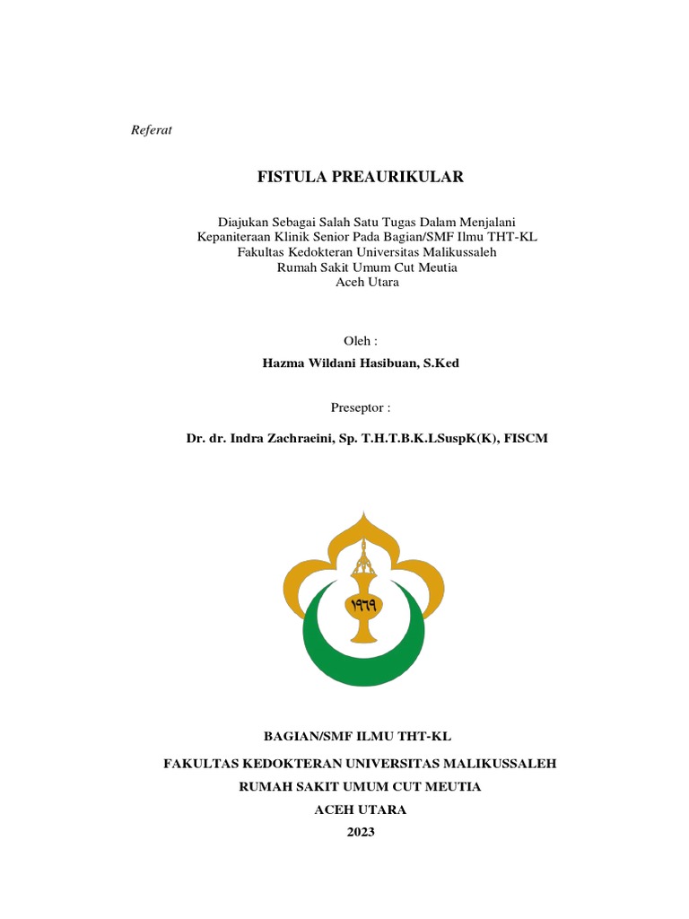 Fistula Preaurikular: Tinjauan Klinis | PDF | Kesehatan Holistik