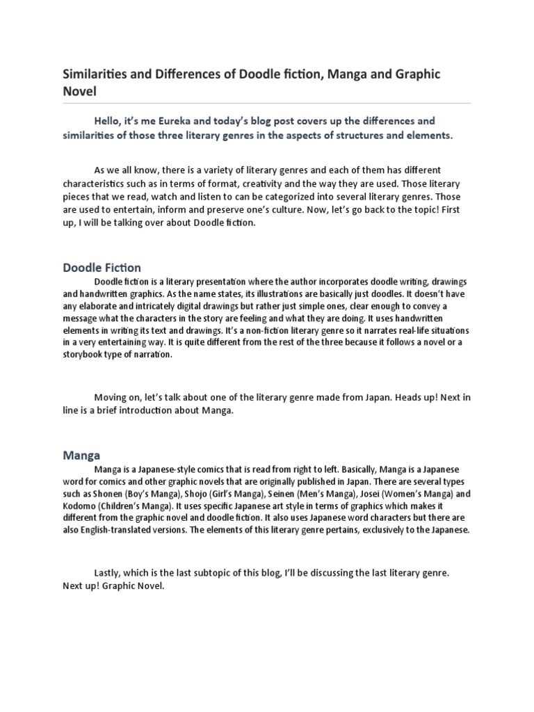 Doodle Fiction vs. Manga and Graphic Novels | PDF | Manga | Comics