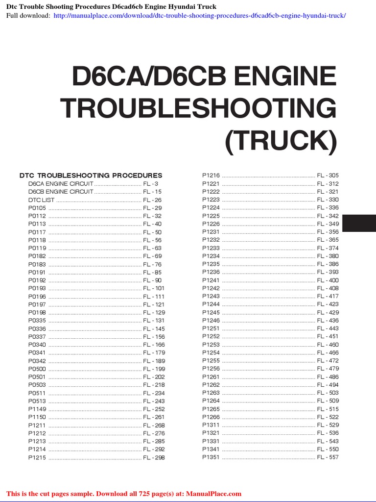 D6CA/D6CB Truck Engine DTC Guide | PDF | Equipment | Transportation ...