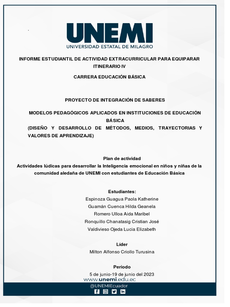 Ronquillo Informe2023614212924 | PDF | Las emociones | Enseñando