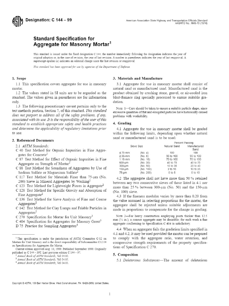 Astm c 144.PDF - Pdfcoffee.com | PDF