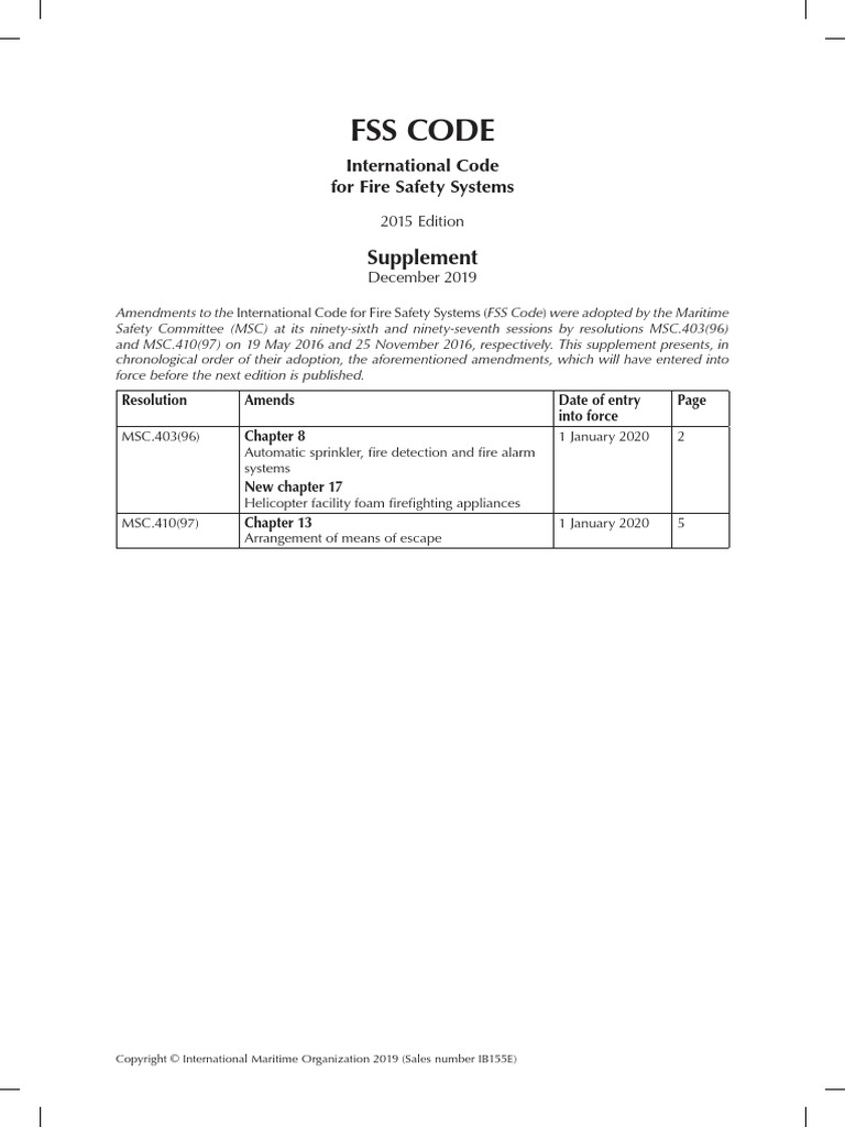 FSS Code 2015 Edition Supplement (Dec 2019) | PDF