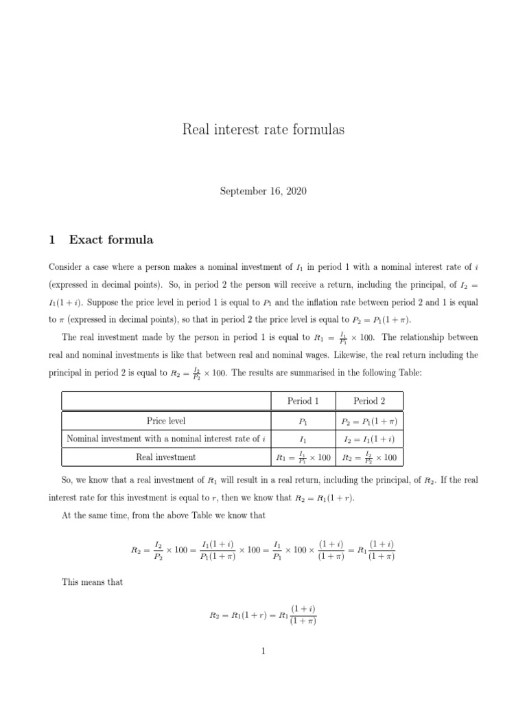Real Interest Rate Formulas | PDF | Interest | Real Interest Rate
